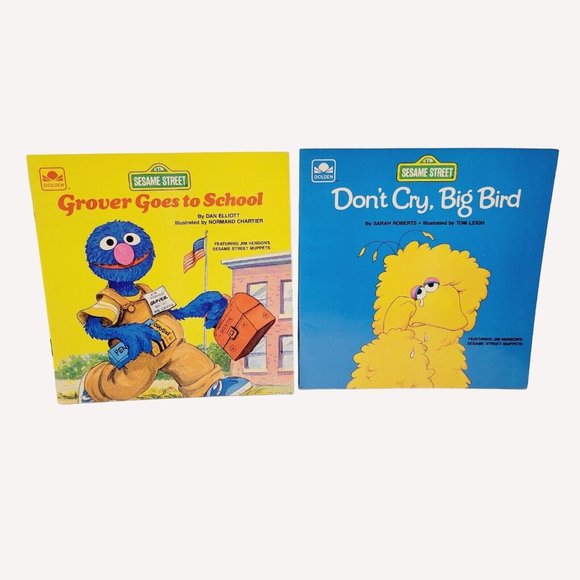 Other | 2 Vtg Golden Book Sesame Street Grover Goes To School Dont Cry ...